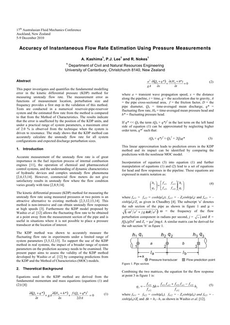 Pdf Accuracy Of Instantaneous Flow Rate Estimation Using Pressure Measurements