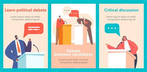 Premium Vector Political Debate Cartoon Banners With Candidates