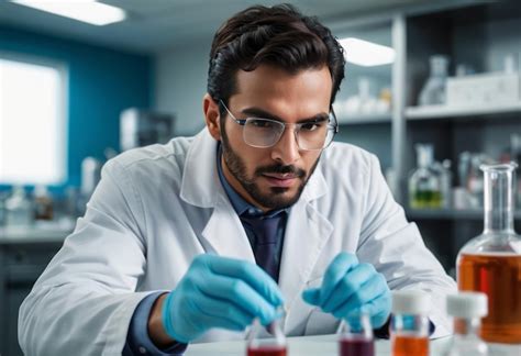 Scientist Conducting Lab Experiment Premium AI Generated Image