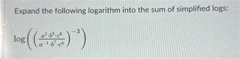 Solved Expand The Following Logarithm Into The Sum Of