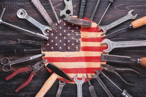 Premium Photo Happy Labor Day Concept Construction Group Home Tools Hammer Saw Screwdriver