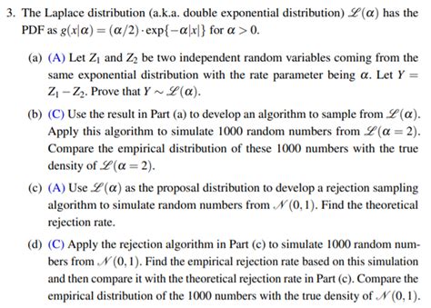 Solved 3 The Laplace Distribution A K A Double Exponential 1 Answer Transtutors