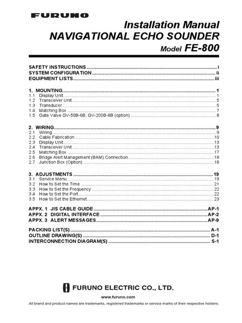 furuno fe800 echo sounder installation manual pdf screw