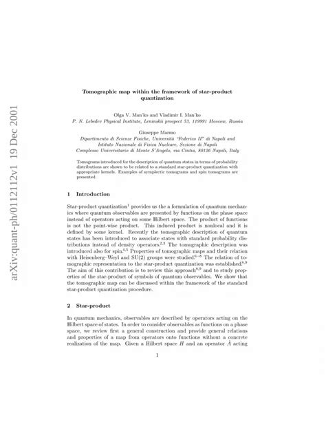 Pdf Tomographic Map Within The Framework Of Star Product Quantization Dokumen Tips