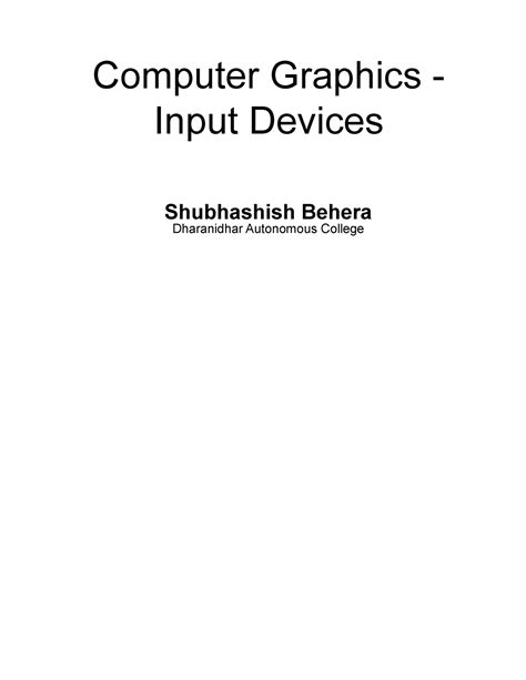 2 Computer Graphics Input Devices Computer Graphics Input