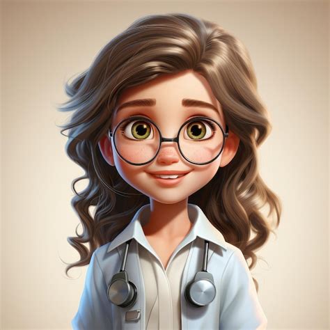 Doctora De Dibujos Animados Con Estetoscopio Y Cabello Rizado Foto