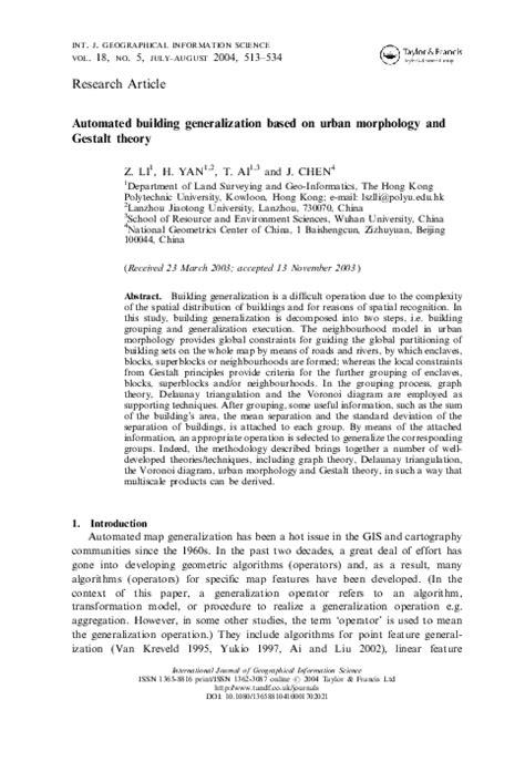 Pdf Urban Building Generalization Via Morphology