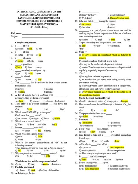 tr 1 quiz 4 pdf cuisine foods