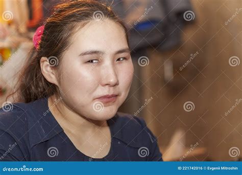 Portrait Of Woman Face Close Up Nenets Girl Resident Of The Tundra