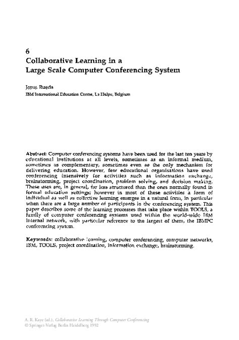 pdf collaborative learning in a large scale computer conferencing