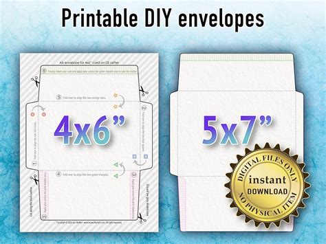 Printable Envelope Template 4x6 And 5x7 Mailer Digital Download Etsy