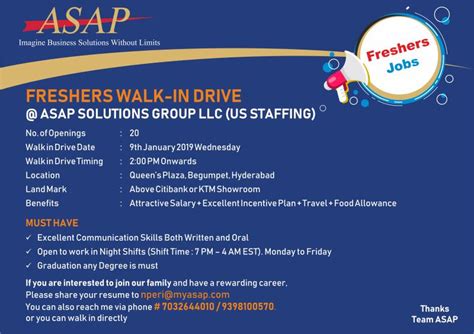 Aravind Konduru On Linkedin Freshers Walk In Drive