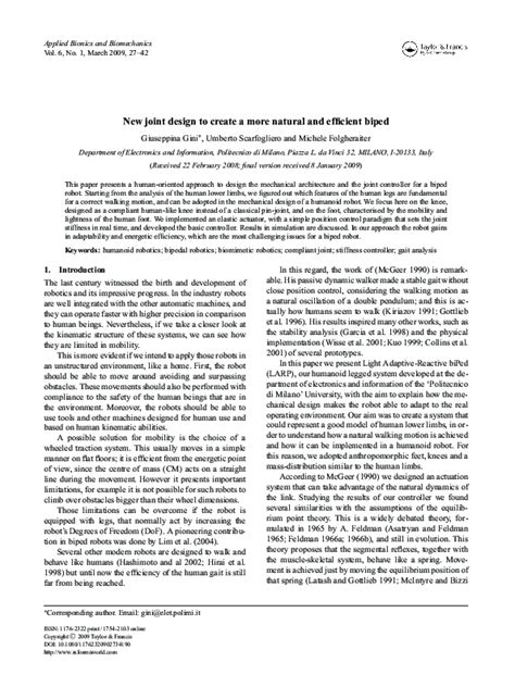 Pdf New Joint Design To Create A More Natural And Efficient Biped