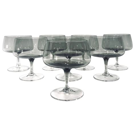 Scandinavian Modern Champagne Glasses In Smoked Grey Set Of Seven