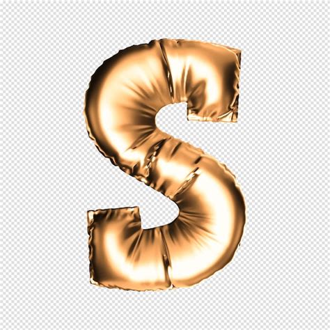문자 S가 적힌 금색 풍선 프리미엄 Psd 파일