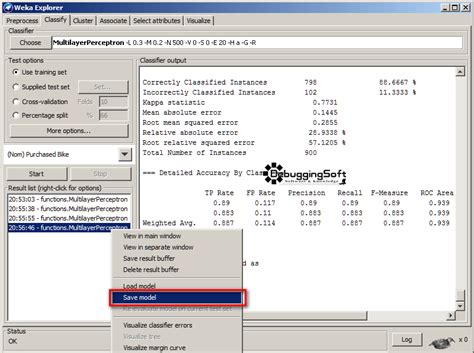 neural network with weka [create model] naiwaen debuggingsoft