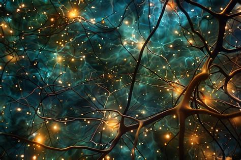 Abstract Neural Network With Glowing Connections Premium Ai Generated