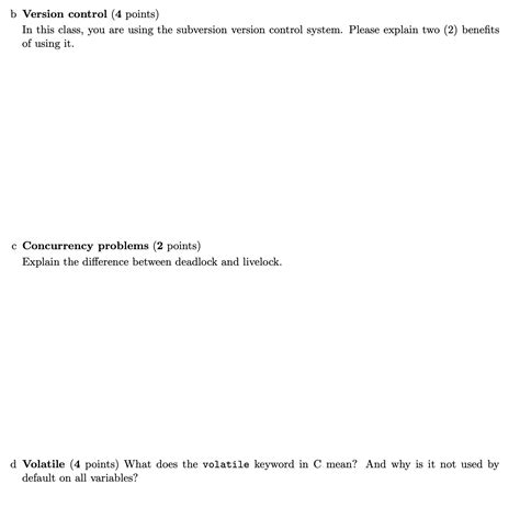 Solved Problem Short Answer Questions Points Answer Chegg Com