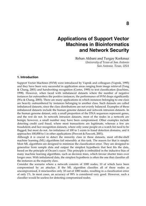 PDF Applications Of Support Vector Machines In Bioinformatics And Network Security