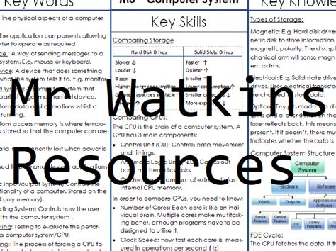 Gcse Computer Science Knowledge Organiser Computer System Teaching