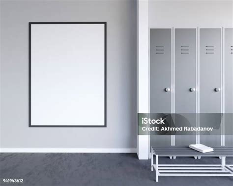 장면 3 차원 일러스트 레이 션 스포츠 체육관 피트 니스 탈의실 벽 흰색 관점 그림을 모의 라커룸에 대한 스톡 사진 및 기타 이미지 Istock