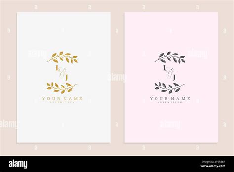Lj Initials Wedding Modern Floral Handrawn Ornament Vector Premium