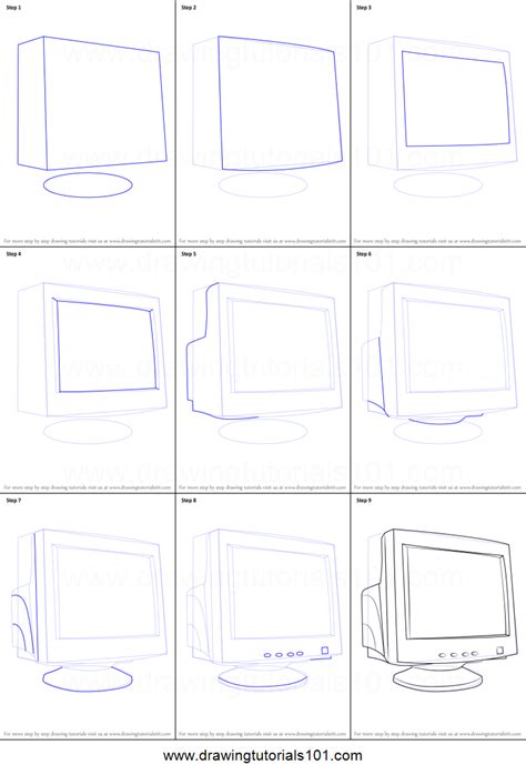 How To Draw A Computer Monitor Printable Drawing Sheet By DrawingTutorials Computer