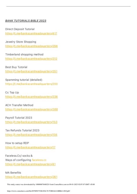 Bank Tutorials Bible 2023