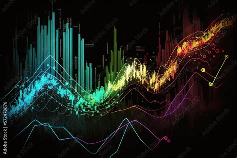 Abstract Representation Of Stock Market With Colorful Graphs Lines And Shapes Showing The