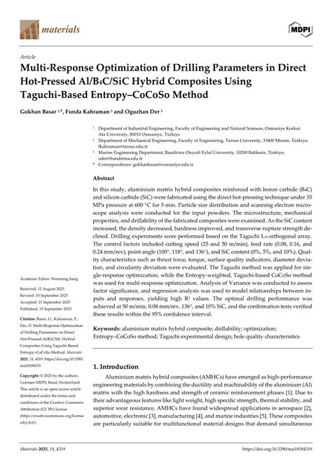Pdf Multi Response Optimization Of Drilling Parameters In Direct Hot Pressed Al B4c Sic Hybrid
