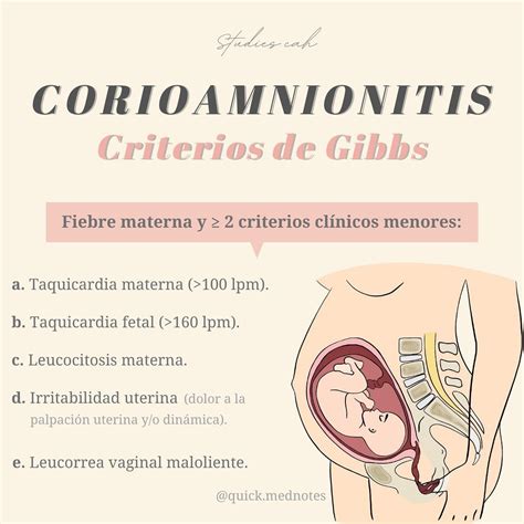 𝐐𝐮𝐢𝐜𝐤 𝐌𝐞𝐝𝐍𝐨𝐭𝐞𝐬 📓 🏼 On Instagram Criterios De Gibbs Para Corioamnionitis 🤰🏻 Es Una Infección
