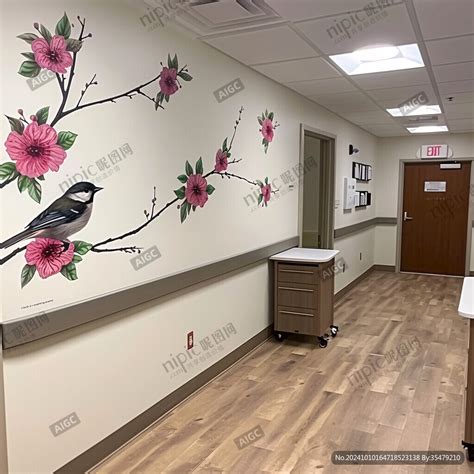 Ai创作图病房过道墙画 中医病房墙绘 病房形象墙画 社区医疗室墙 医院科室墙画 中医院彩绘墙 医院墙面装饰 医务室墙画 医院墙绘 医院墙体美化