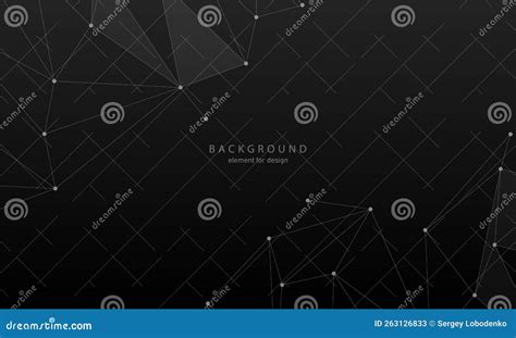 Abstract Black Background Technology Connection Low Poly Molecule And