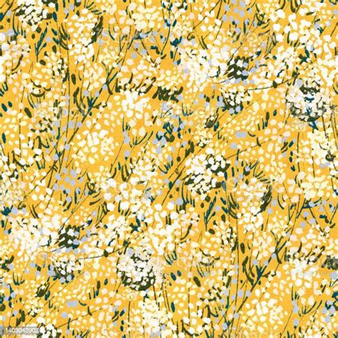 흰색 배경에 꽃이있는 완벽한 패턴 디지털 페인팅 손으로 그린 그림 꽃무늬에 대한 스톡 벡터 아트 및 기타 이미지 꽃무늬 색칠한 이미지 검은색 Istock