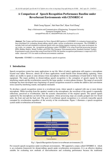 Pdf A Comparison Of Speech Recognition Performance Baseline Under