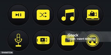 마이크 온라인 비디오 재생 재생 버튼 음표 톤 화살표 셔플 스피커 음소거 및 일시 중지 아이콘을 설정합니다 벡터 Brand Name Smart Phone에 대한 스톡 벡터