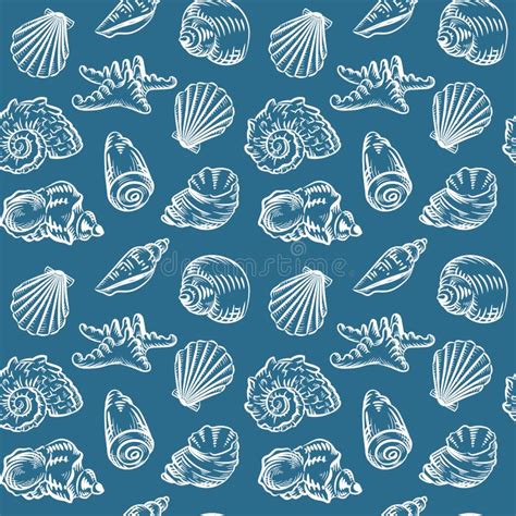 Sea Shells Hand Drawn Sketch Style Illustration Pattern Stock Vector Illustration Of Marine