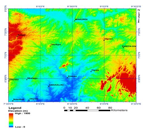 Digital Elevation Model Dem Of The Study Area Download Scientific