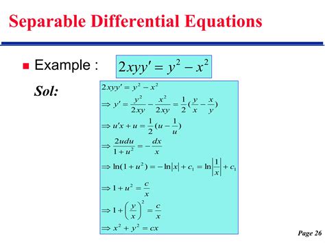 First Order Differential Equations Ppt Physics Science