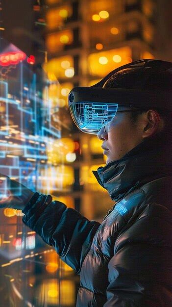 Engineer Using Augmented Reality In Mixed Reality Integration Premium