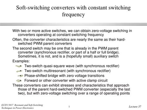 Ppt Soft Switching Converters With Constant Switching Frequency