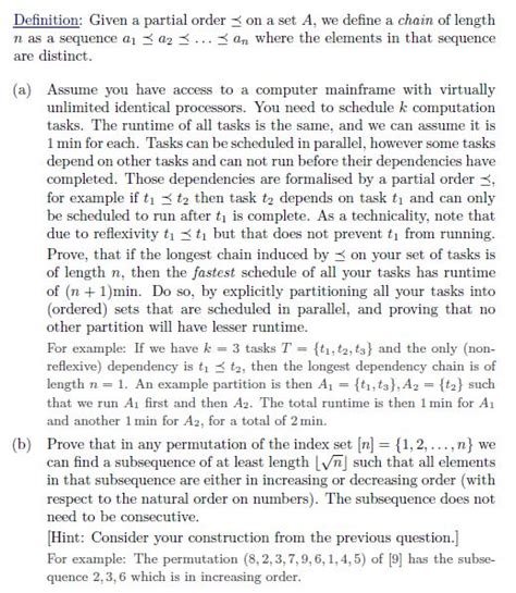 Definition Given A Partial Order On A Set A We Chegg Com