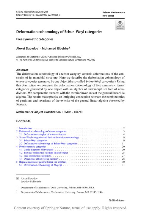 Deformation Cohomology Of Schurweyl Categories Request Pdf
