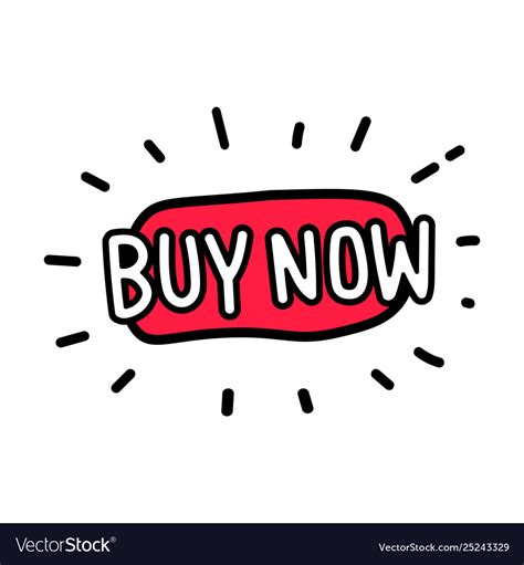Buy Now Button Icon Doodle Style Royalty Free Vector Image