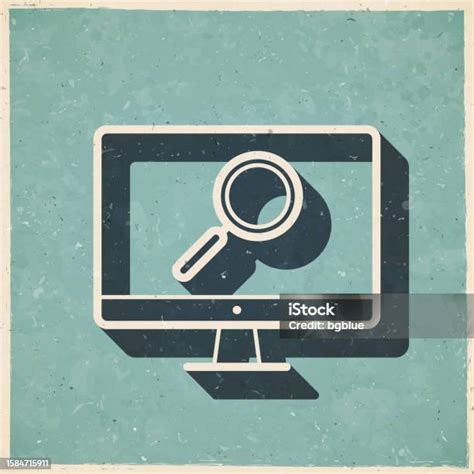 데스크톱 컴퓨터의 돋보기 복고풍 빈티지 스타일의 아이콘 오래된 질감의 종이 개념에 대한 스톡 벡터 아트 및 기타 이미지 개념 검사 보기 검색 Istock