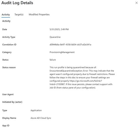 Provisioning Quarantined By Using Cloud Sync Agent Microsoft Qanda