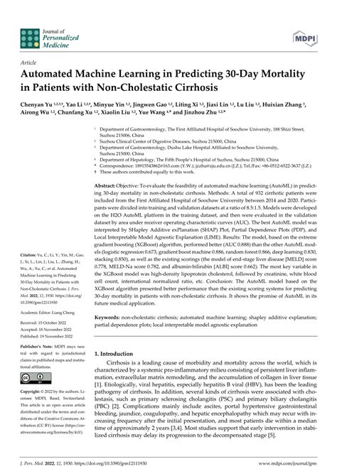 pdf automated machine learning in predicting 30 day mortality in