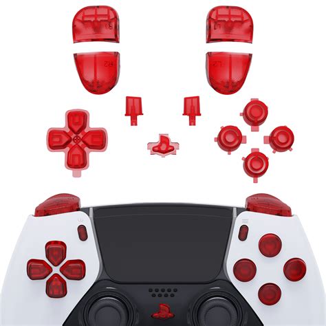 Clear Red Full Set Button Kits Compatible With Ps5 Edge Controller Jxtegm006ws
