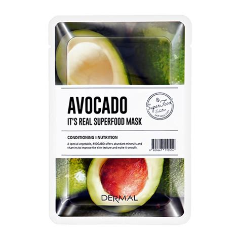 Тканевая маска для лица DERMAL SUPERFOOD с экстрактом авокадо ...