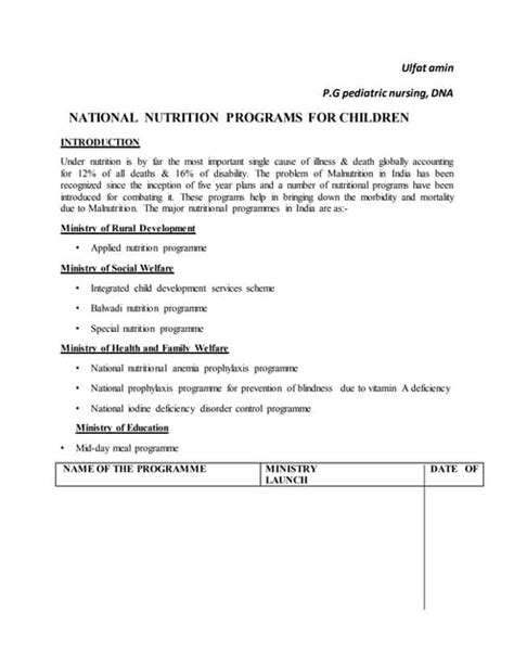 National Nutritional Programme Pptx